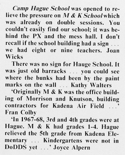 Schools at Camp Hauge Camp Kinser Camp McTureous